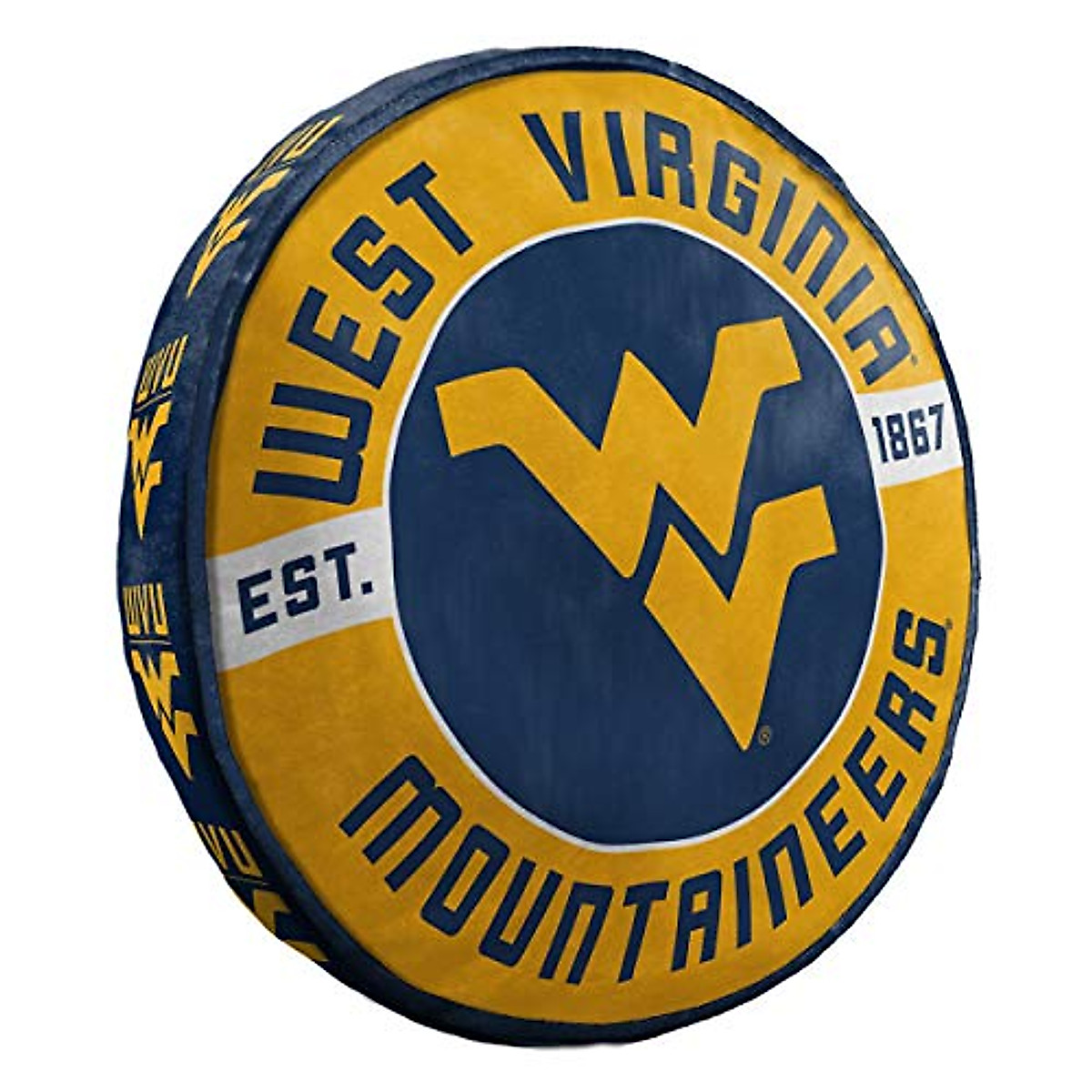 The Northwest Company NCAA West Virginia Mountaineers Round Cloud Pillow, 15", Team Colors