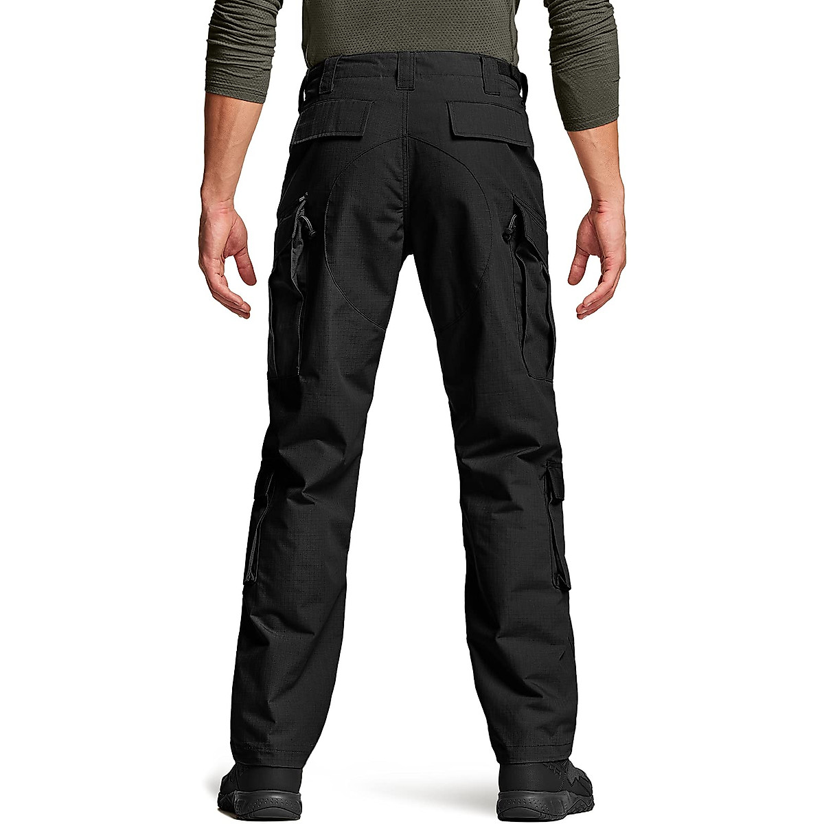 CQR Men's Tactical Pants, Military Combat BDU/ACU Cargo Pants, Water Resistant Ripstop Work Pants, Hiking Outdoor Apparel, Combat Inspired Assault Pants Black, Large