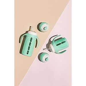 Tabor Place - Set of 2 Sampler pack - Glass Sippy Cup for Toddlers - 1 Large 8oz & 1 Mini 5 oz cup in Mint Green