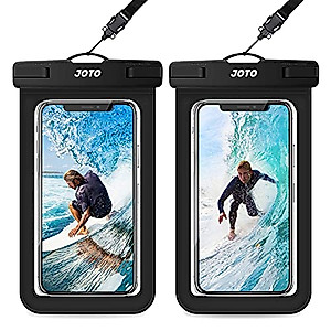 JOTO (2 Pack Universal Waterproof Pouch for iPhone 11 Pro Max, Galaxy S20 Note 10+ up to 6.9" Bundle with (2 Pack) Floating Strap
