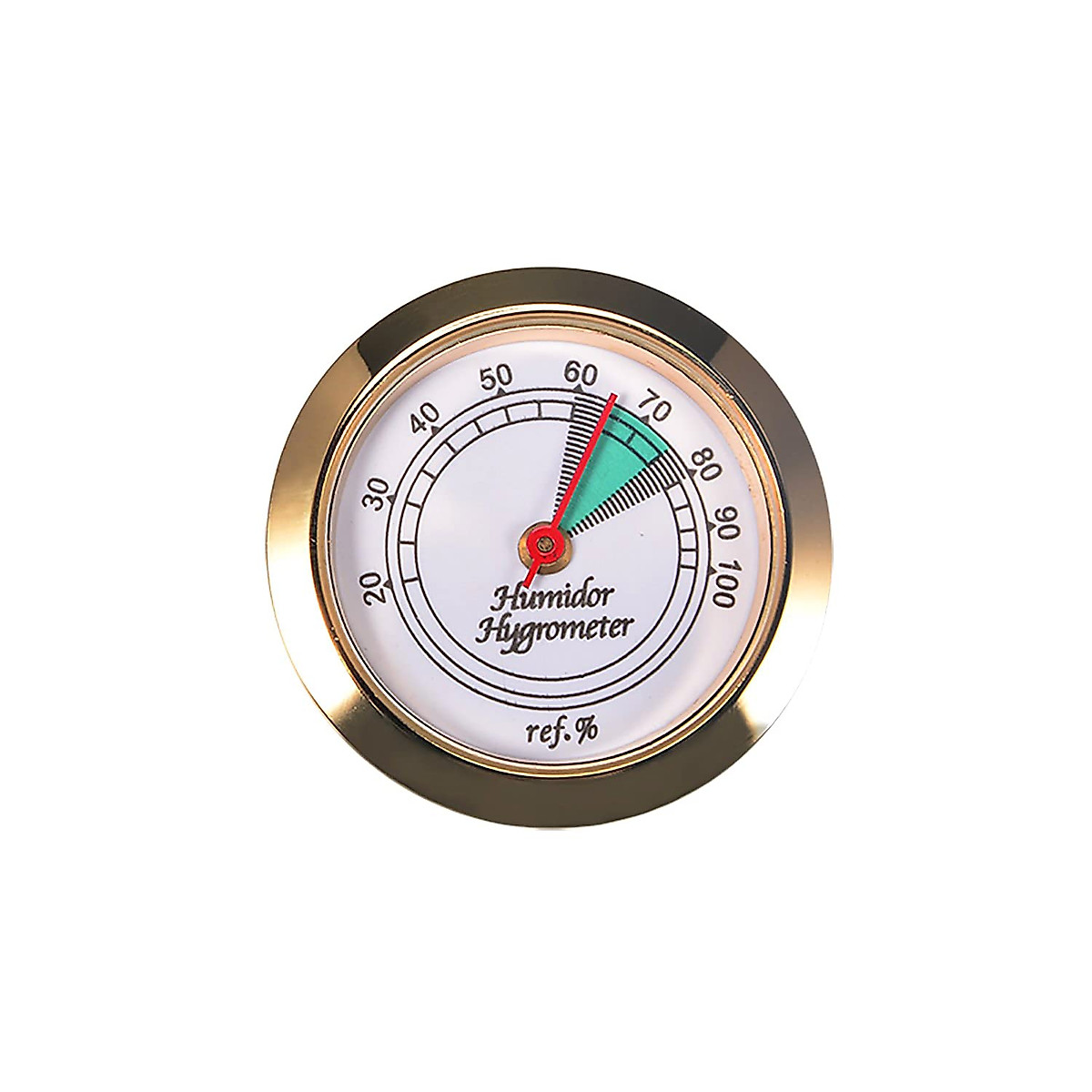 Medium Round Analog Hygrometer Humidity Gauge for Humidors - Color: Gold