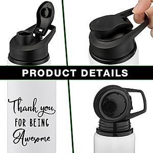 Bokon 24 Pack Thank You Appreciation Gifts Lightweight Aluminum Water Bottle Bulk Reusable Water Bottle with Twist Cap Buckle Leakproof Gym Sports Water Bottle for Camping Hiking (20 oz)