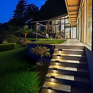 SOLPEX Solar Deck Lights 12 Pack, Waterproof Led Lights for Outdoor Stairs, Step, Fence, Yard, Patio, and Pathway(Warm White)