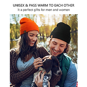 Winter Beanie Acrylic Winter Hats for Women Men Soft Warm Unisex Cuffed Beanie (Black)