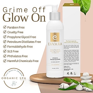 Eavara Organic Face Wash - Anti-Aging, Hydrating, Gentle Daily Cleanser for Women and Men with Coconut Oil, Aloe Vera, Activated Charcoal, and Vitamin C and E
