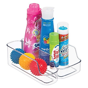 iDesign IDjr Storage Organizer with Two Compartments for Baby Bottles, Pouches, Food Jars for Pantry or Refrigerator - Clear