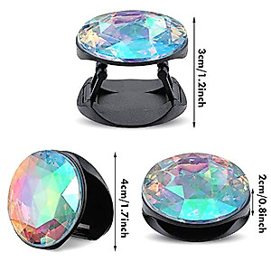 6 Pieces Plastic Disco Crystal Phone Grip Collapsible Crystal Phone Grip Holder Adhesive Foldable Expanding Finger Stand Holder Kickstand Grip for Smartphone and Tablets