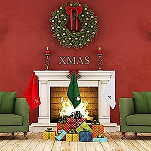 Veramedy Upgraded Size 16" x 27" Christmas Hand Towels, 100% Pure Cotton Bathroom Kitchen Decoration Soft Washcloths Towels Perfect Christmas Decor, Pack of 3 (Red, White, Green)