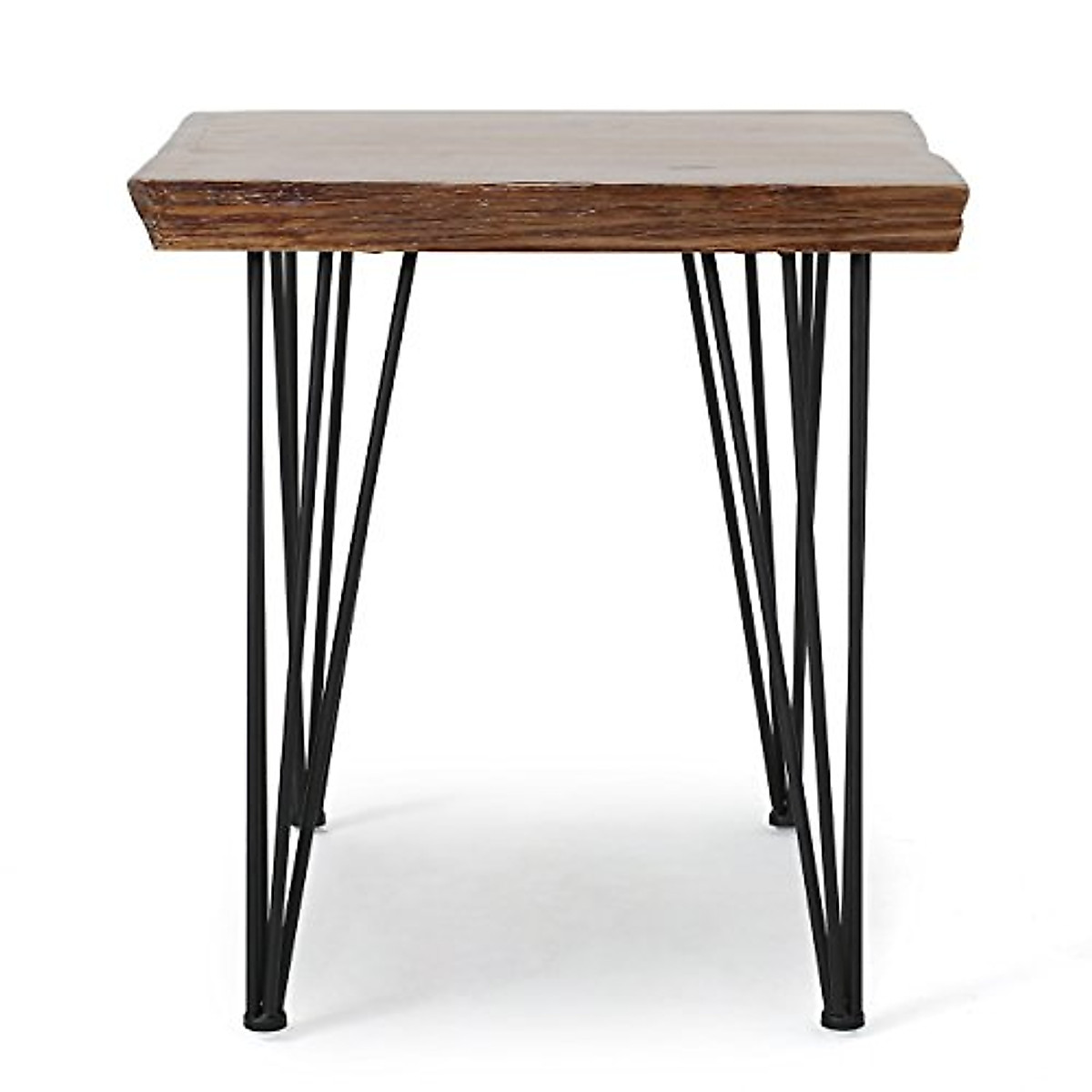 Christopher Knight Home Chana Industrial Faux Live Edge Square Dining Table, Natural / Black