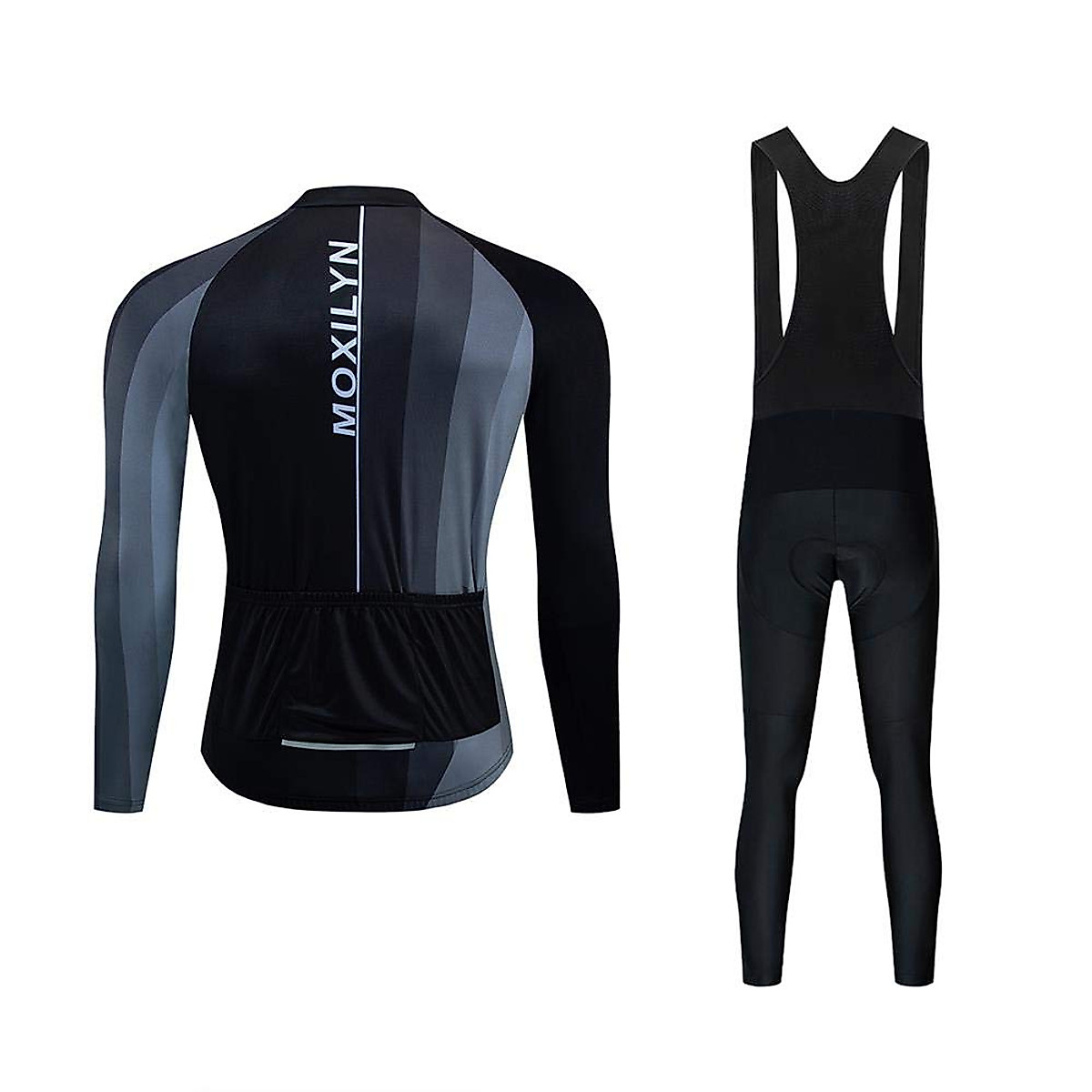 MOXILYN Cycling Jerseys Men Set Bike Clothing for Men Long Sleeve Bike Jacket and Cycling Bibs Pants with 20D Gel Pad