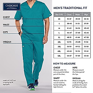 Cherokee Scrubs for Men Workwear Professionals V-Neck Four-Pocket Scrub Top WW695, L, Black