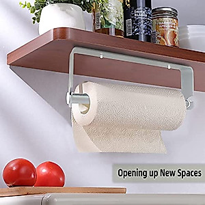 Shinhadi Paper Towel Holder Under Cabinet for Kitchen,Wall Mount Paper Towel Holder Paper Roll Holder,Self Adhesive or Screw Mounting Paper Towel Holder Wall Mount for Kitchen, Pantry (Silver)