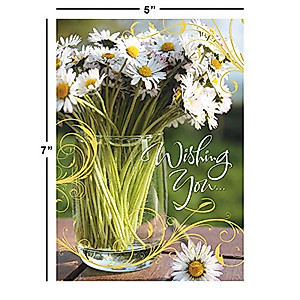 Get Well Florals Greeting Cards Value Pack- Set of 20 (10 designs) Large 5 x 7, Sentiments Inside, Get Well Soon Cards, Get Well Wishes, Envelopes Included