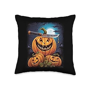 SECRETARY Gifts Secretary Funny Halloween Fun Pun Spooky Throw Pillow, 16x16, Multicolor