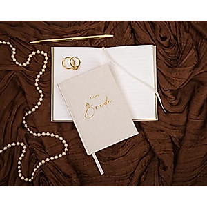 MUUJEE to My Groom and to My Bride Vow Books (Set of 2) - Ivory Canvas Linen Gold Foil Embossed Vows Book Journal for Wedding Ceremony Vow Renewal Valentines Day Gift for Husband Wife