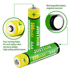 JINTION Ni-mh AAA 600mAh Battery 1.2V Triple A Rechargeable Batteries for Solar Outdoor Garden Lights, String Light, Pathway Lamp, Toys, 8 Pack