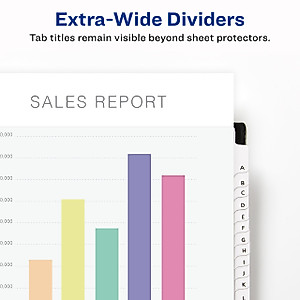 Avery Extra-Wide 26 Tab Dividers for 3 Ring Binders, Customizable Table of Contents, Multicolor Tabs, 1 Set (11166)