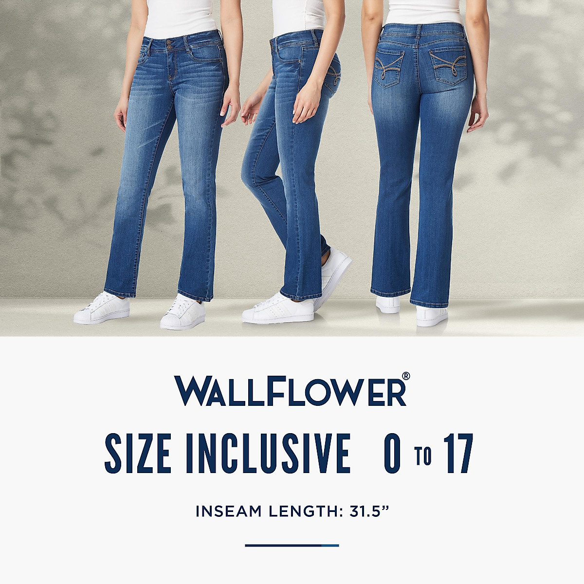 WallFlower Women's Ultra Slim Bootcut Mid-Rise Insta Soft Juniors Jeans, Castle, 13