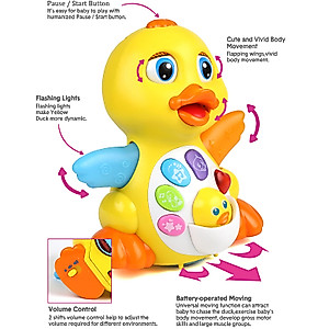 FZ FANTASTIC ZONE Dancing and Singing Musical Duck Toys for Toddlers, Infant and Baby Educational Learning Toys with Music and Lights Gifts for 18 Months Girls Boys Kids