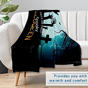 Trick Or Treat Spooky Halloween Prints Soft Warm Cozy Blanket Throw for Bed Couch Sofa Picnic Camping Beach, 150×100cm