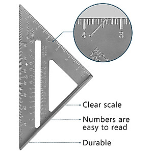 Rafter Square 2 Packs 7 Inch Carpentry Tools Aluminum Alloy Die-Casting Carpenter Square