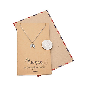 quan jewelry Nurse Necklace Handcrafted Angel-Wings Pendant, Thank you Appreciation Graduation Gift Ideas, Presents for Nurses, RN, Pre-Med Students, Doctors, Friendship Necklace