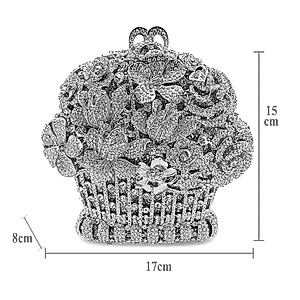 ZLXDP Basket Shape Diamond Lady Clutch Purses and Handbags for Women Hollow Out Evening Party Dinner Bag