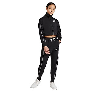 Nike Sportswear Big Kids' (Girls') High-Waisted Tracksuit (LG (14-16 Big Kids), Black/White)