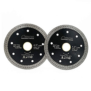 SHDIATOOL 4-1/2 Inch Porcelain Diamond Mesh Turbo Saw Blade Cutting Granite Marble Ceramic Tile Brick Pack of 2…