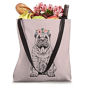Shar Pei with Floral Headband Dog Mom Tote Bag