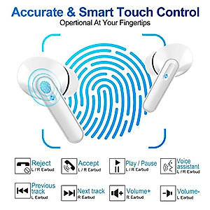 kurdene P30 Upgraded Wireless Earbuds Bluetooth 5.3 Immersive Deep Bass Hi-Fi Stereo Sound Built-in Mic with Environmental Noise Canceling Lightweight Earphones for iOS, Android, Workout