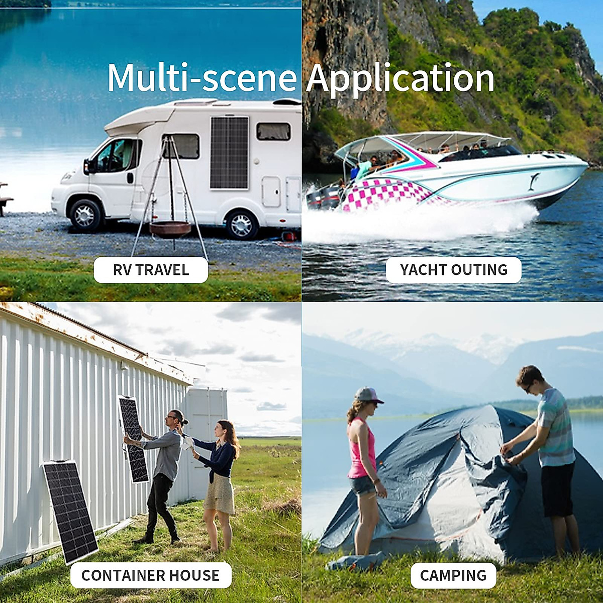 XDAY Flexible Solar Panel 100W 18V Monocrystalline Bendable Mono Off-Grid Charger for Marine RV Cabin Van Car Uneven Surfaces