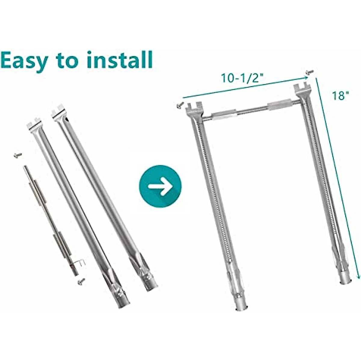 BBQ-PLUS 67060 Heat Deflector,7635 15.3'' Flavorizer Bars,69785 Burner Tube Replacement Parts Repair Kit for Weber Spirit II 200 Series(with Up Front Control), Model Years 2017 and Newer