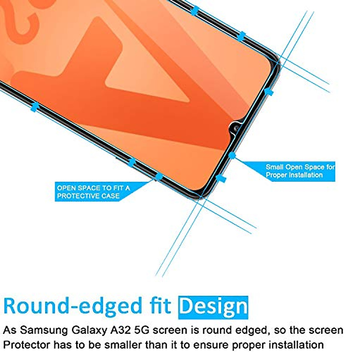 NEW'C [3 Pack] Designed for Samsung Galaxy A32 5G Screen Protector Tempered Glass, Case Friendly Ultra Resistant