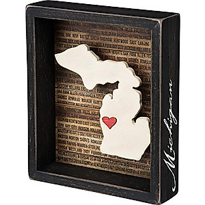 Primitives by Kathy 27794 Wanderlust Box Sign, 6.75" x 8", Michigan