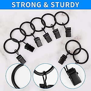 HAOBAOBEI 45 Pack Curtain Rings with Clips, Metal Matte Vintage Drapery Clips with Rings, Rustproof Decorative Drapery Curtain Clip Rings Hooks, 1 Inch Interior Diameter, Fits up to 5/8" Rod, Black