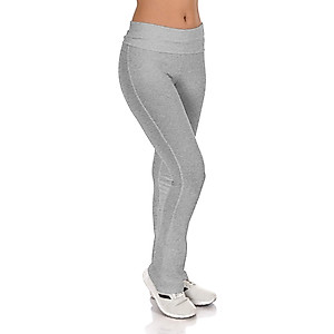 Simply Ravishing Cotton Fold Over Bootcut Yoga Pants (Size: XS-5X), Small, H. Grey