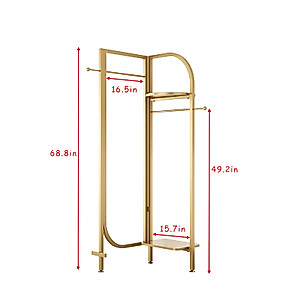 DOORXIFO Corner Gold Metal Clothing Racks,Heavy Duty Freestanding Clothes Racks Coat Rack for Hallway Entryway,Design Unique Garment racks Display Racks for Hanging Clothes