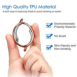 3 Pack - Fintie Case Compatible with Samsung Galaxy Watch Active 40mm (Not Fit for Active 2), Premium Soft TPU Screen Protector All-Around Protective Bumper Shell Cover, Black, Clear, Rose Gold