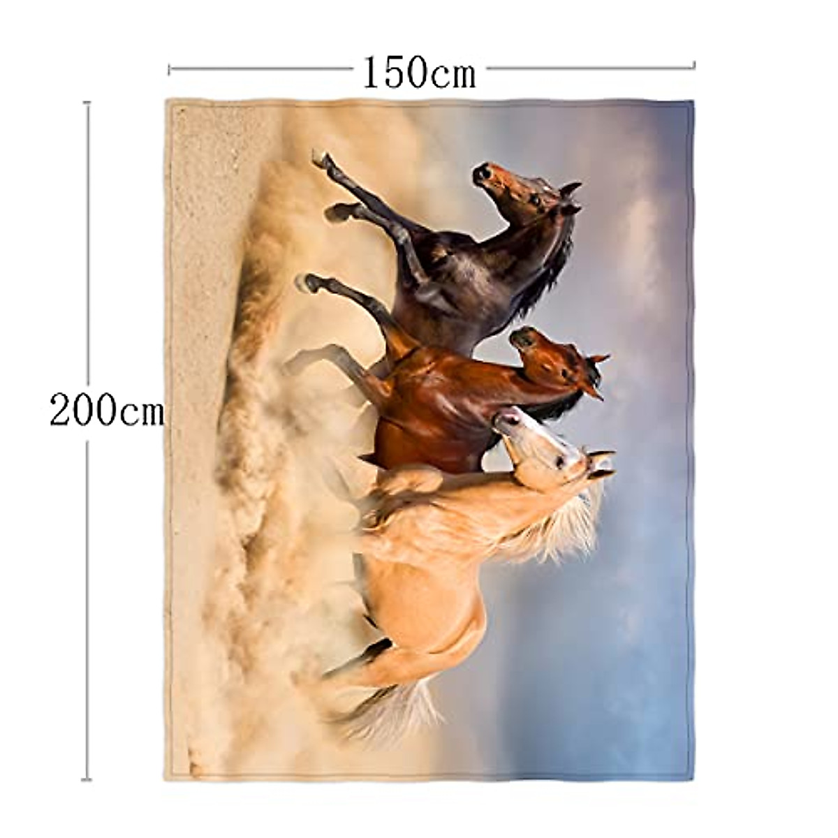 Group of Horse Printing Super Soft Throw Blanket for Bed Sofa Lightweight Blanket 58 x 80 Inch