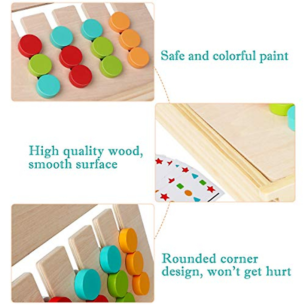 Montessori Learning Toys Slide Puzzle Color & Shape Matching Brain Teasers Logic Game Preschool Educational Wooden Toys for Kids Boys Girls Age 3 4 5 6 7 Years Old Travel Toys Birthday Gifts for Kids