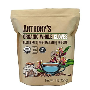Anthony's Organic Whole Cloves, 1 lb, Gluten Free, Non GMO, Non Irradiated, Keto Friendly