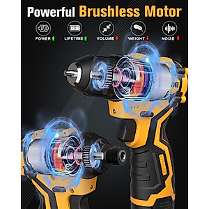 EWORK Compact Cordless Drill and Impact Driver Combo Kit 12V Brushless Small Power Tool Set with (2) 2.0Ah Batteries and Fast Charger, Tool Bag (EKC-12BLA)