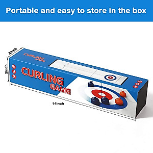 Yobbi Tabletop Curling Game for Kids, Adults & Family. Fun Indoor Sports Game for Everyone. Come with 8+2 Tabletop Curling Stones. Easy to Set Up, Play&Portable. Red & Blue Stones