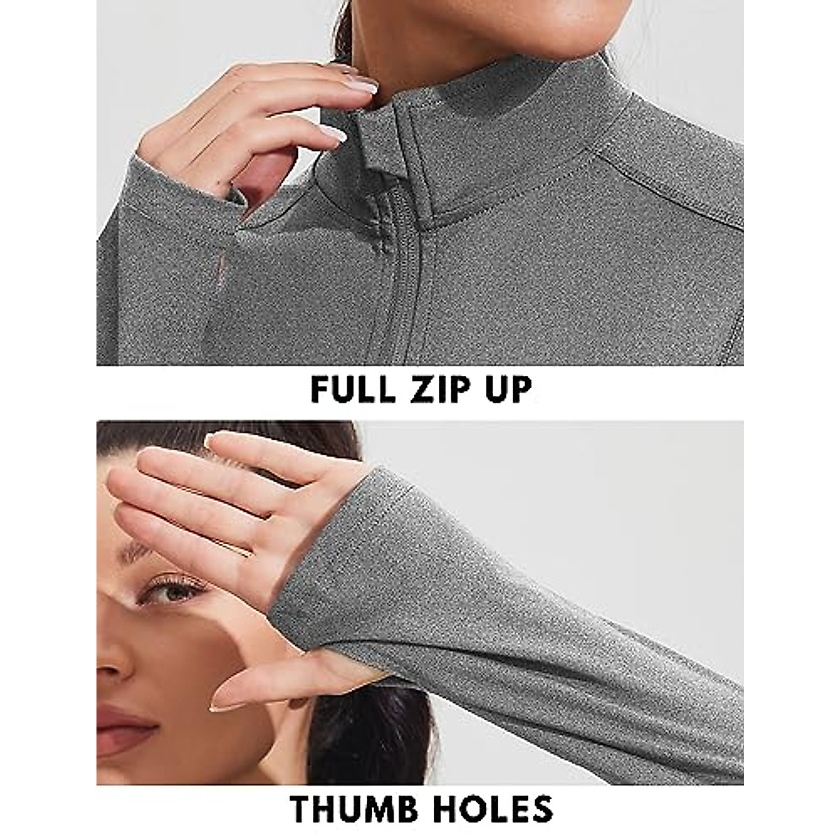 Pinspark Womens Workout Jackets Thumb Holes Sports Top Casual Soft Lightweight Athletic Jacket Full Zip Track Coats