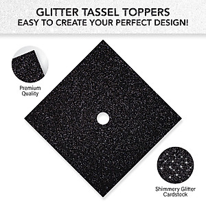 Glitter Heavyweight Premium Construction Paper for Grad Caps, 5 Sheets, DIY Grad Cap Decorations (Black)