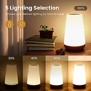 THAUSDAS Touch Lamp, Portable Dimmable Table Bedside Lamps for Bedroom with Quick USB Charging Port, 5 Level Warm White Light & 13 Color Changing RGB Night Light for Office/Hallways/Living Room