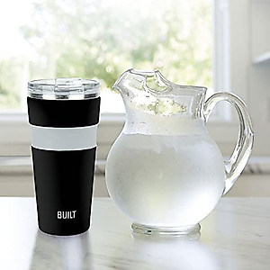 BUILT 24 Ounce Shasta Double Wall Vacuum Insulated Stainless Steel Coffee and Water Tumbler with Easy to Clean Flip to Open Lid, Black