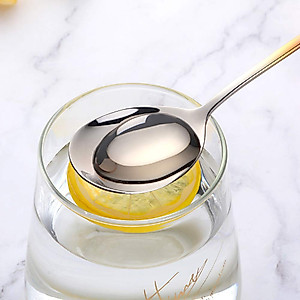 5-pieces Soup Dinner Spoon 8-Inch Rose Gold Metal Korean Spoon Stainless Steel Table Spoons by Buyer Star