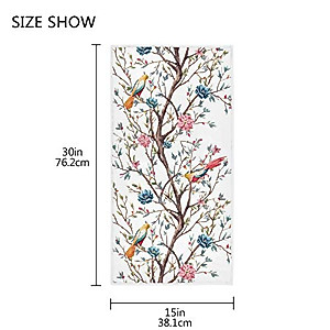 Spring Flowering Tree With Birds Flowers Hand Towels 16x30 in Spring Summer Bathroom Towel Ultra Soft Highly Absorbent Grungy Floral Small Bath Towel Kitchen Dish Guest Towel Home Bathroom Decorations